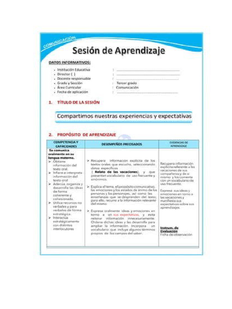 SESION DE APRENDIZAJE 4° | PDF