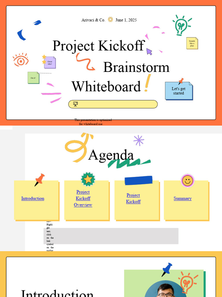 Red Yellow Blue Project Kickoff Brainstorm Scribbles Doodles Whiteboard Presentation | PDF ...