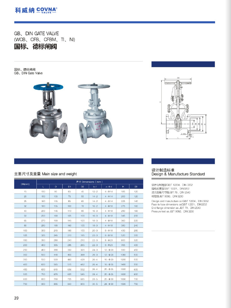 COVNA WCB Wedge Gate Valve Specification | PDF