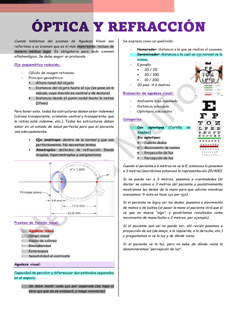 Óptica y Refracción | PDF | Ojo humano | Lentes