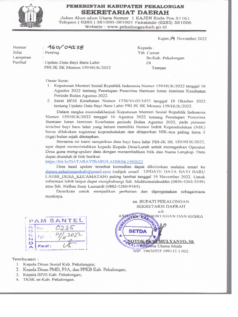 0235 Dari Dinas Sosial | PDF