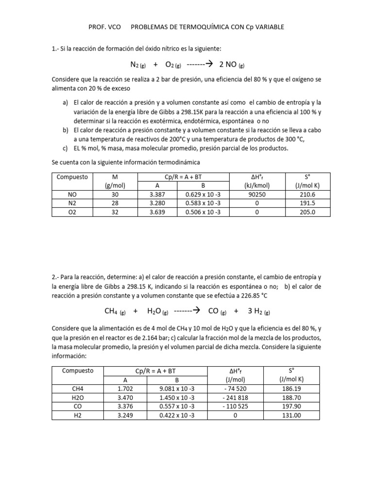 PROBLEMA TERMOQUIMICA TB Cp-ABC | PDF | Amoníaco | Energía libre de Gibbs