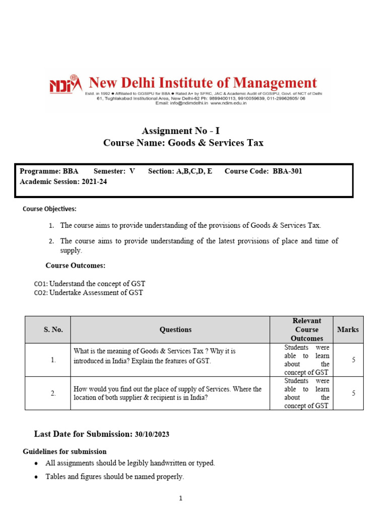GST Assignment | PDF