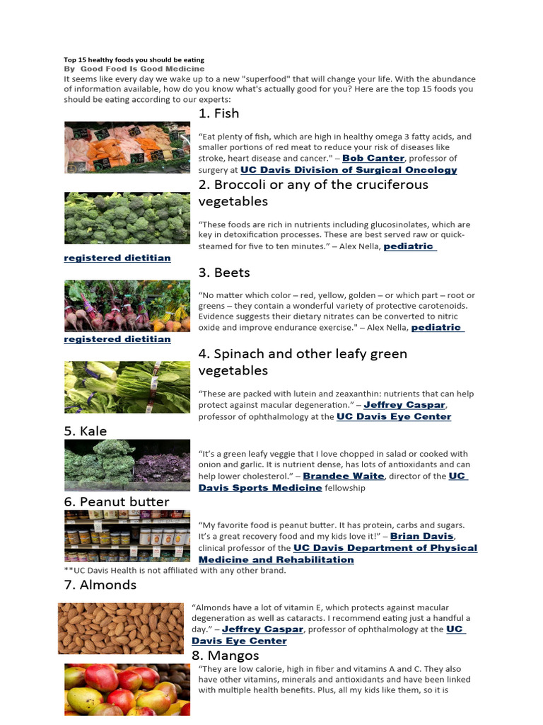Top 15 Essential Healthy Foods | PDF | Healthy Diet | Nutrition