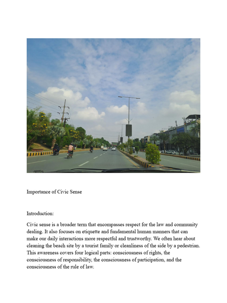 Importance of Civic Sense in Society | PDF | Community | Etiquette