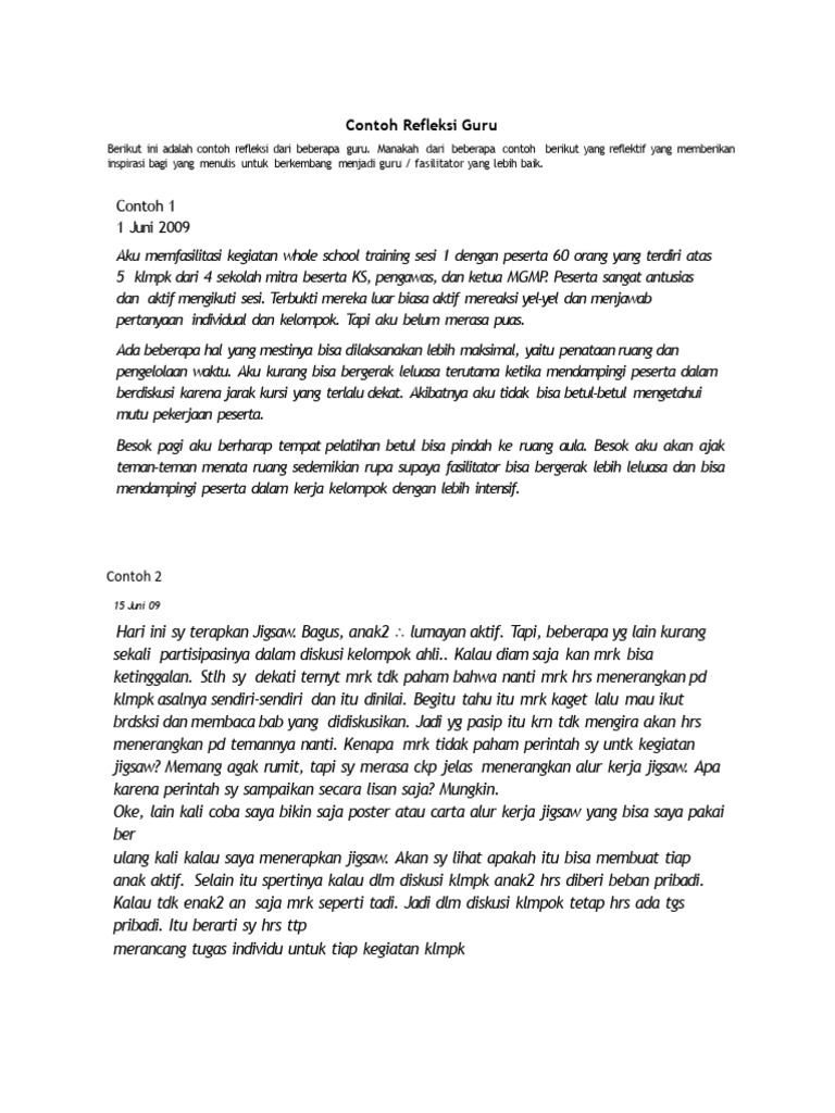 Contoh Refleksi Guru Dan LK p5 | PDF