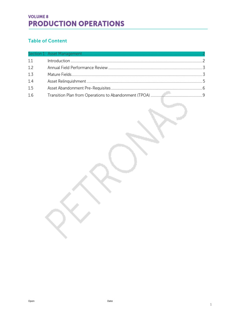 Volume 8 Production Operations Section 1 Asset Management | PDF | Asset ...