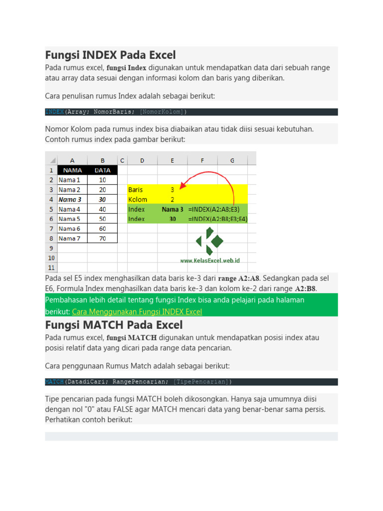 Fungsi INDEX Pada Excel | PDF | Komputer