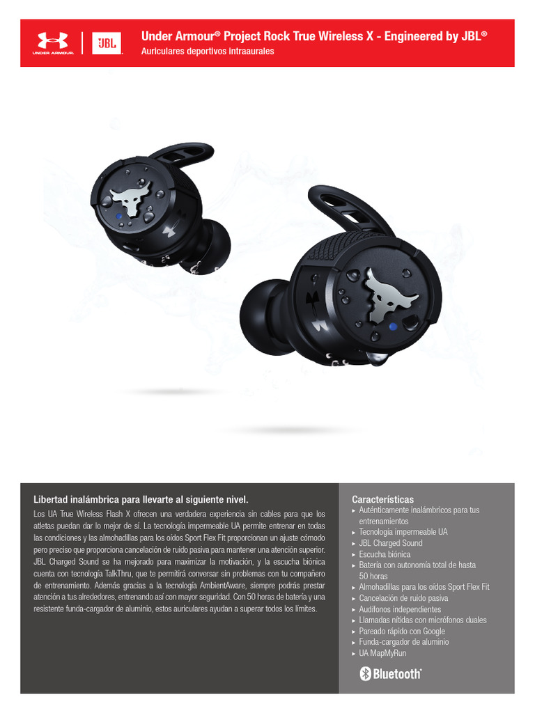 JBL UA Project Rock True Wireless X Spec Sheet Spanish | PDF ...