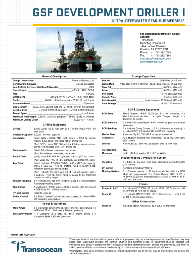 GSF Development Driller I | PDF | Vehicles