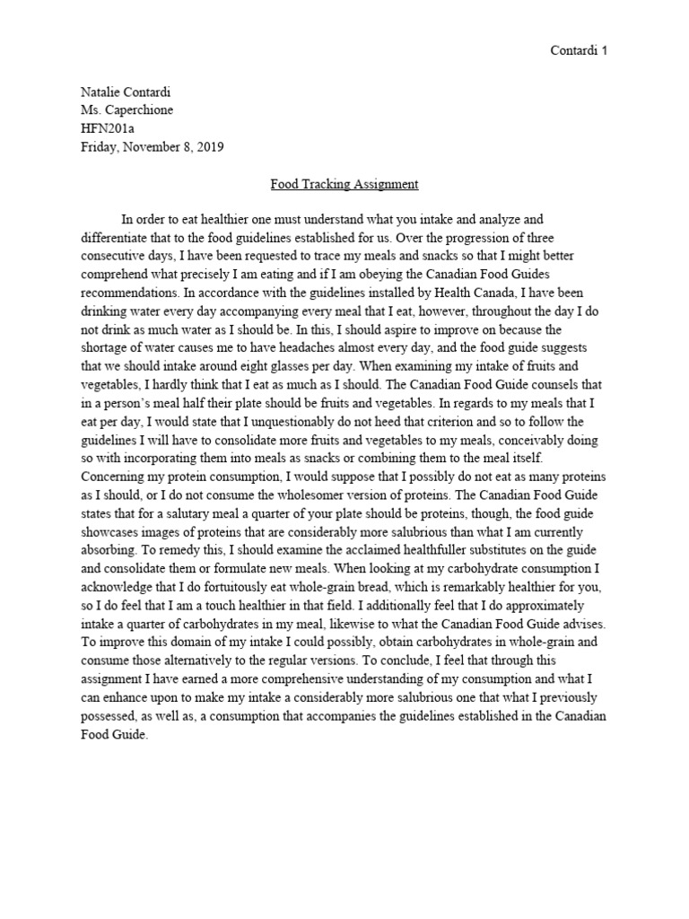 Food Tracking Assignment | PDF | Meal | Foods