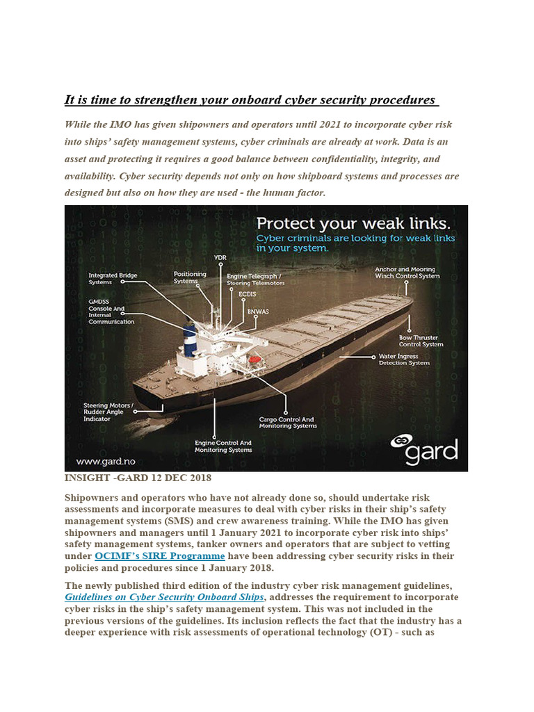 It Is Time To Strengthen Your Onboard Cyber Security Procedures | PDF ...