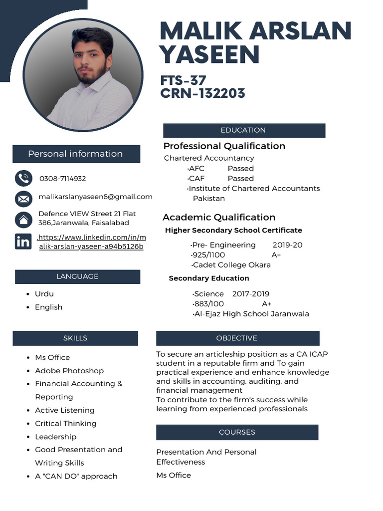 Professional Resume For CA Trainee | PDF