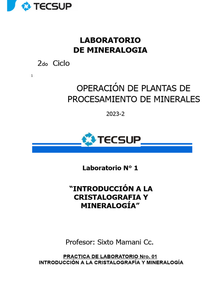 Guia de Laboratorio Mineralogía - LAB01 - GC - 2023-2 | PDF | Cristal | Estructura cristalina