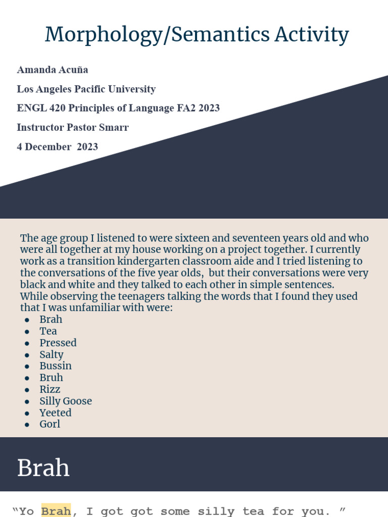 Morphology Semantics Activity 1 | PDF | Word | Adolescence