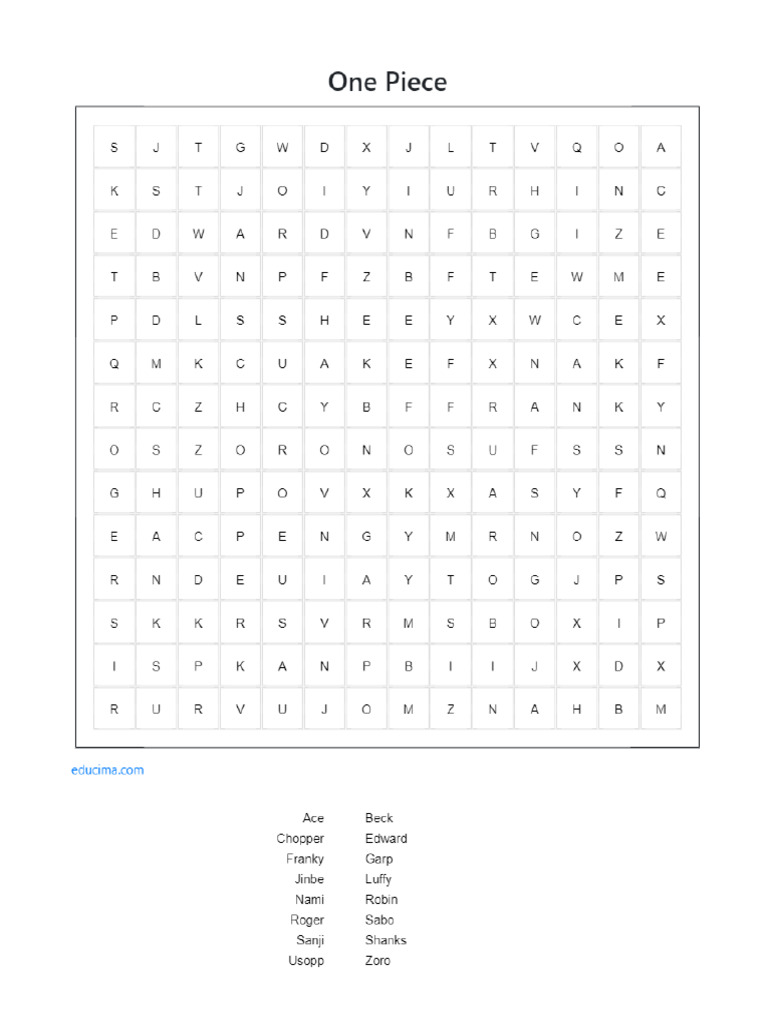 Sopa de Letras One Piece | PDF