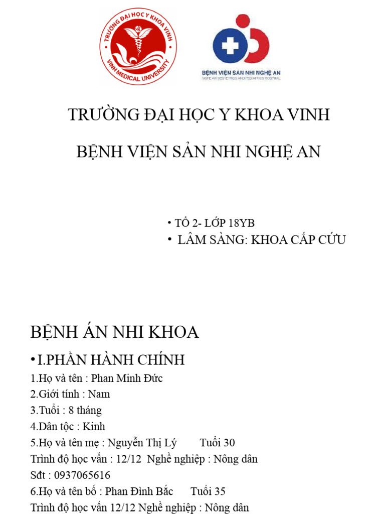 BỆNH ÁN NHI KHOA B1 | PDF