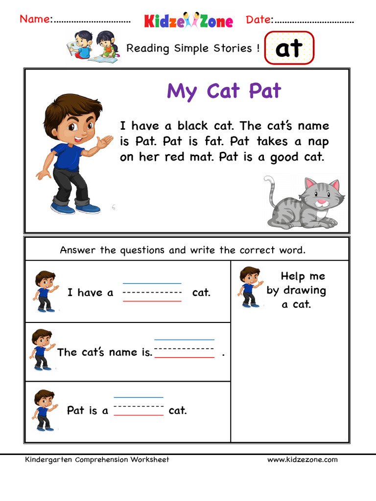 Kindergarten at Word Family Comprehension Worksheet 3 | PDF