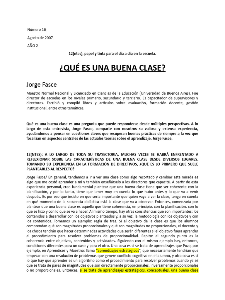 Claves para una Buena Clase | PDF | Evaluación | Aprendizaje