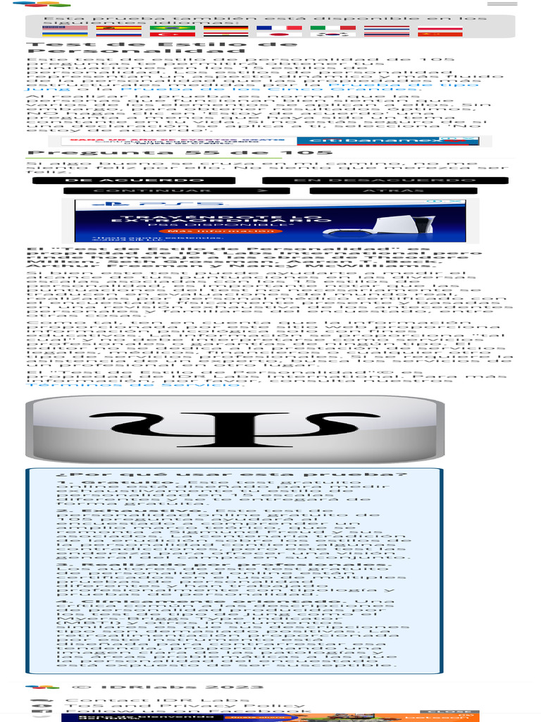 Test de Estilo de Personalidad IDR Labs | PDF