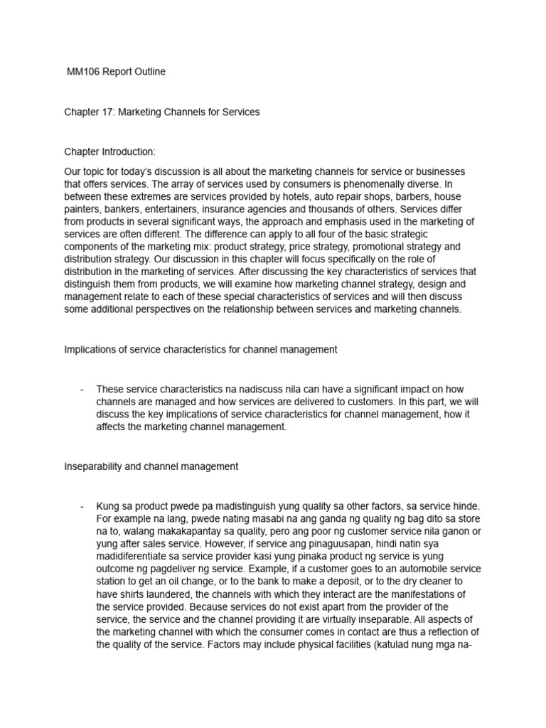 MM106 Report Outline | PDF | Marketing | Exports