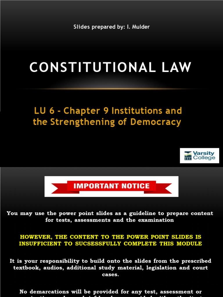 LU 6 - Chapter 9 Institutions | PDF | Separation Of Powers | Constitution
