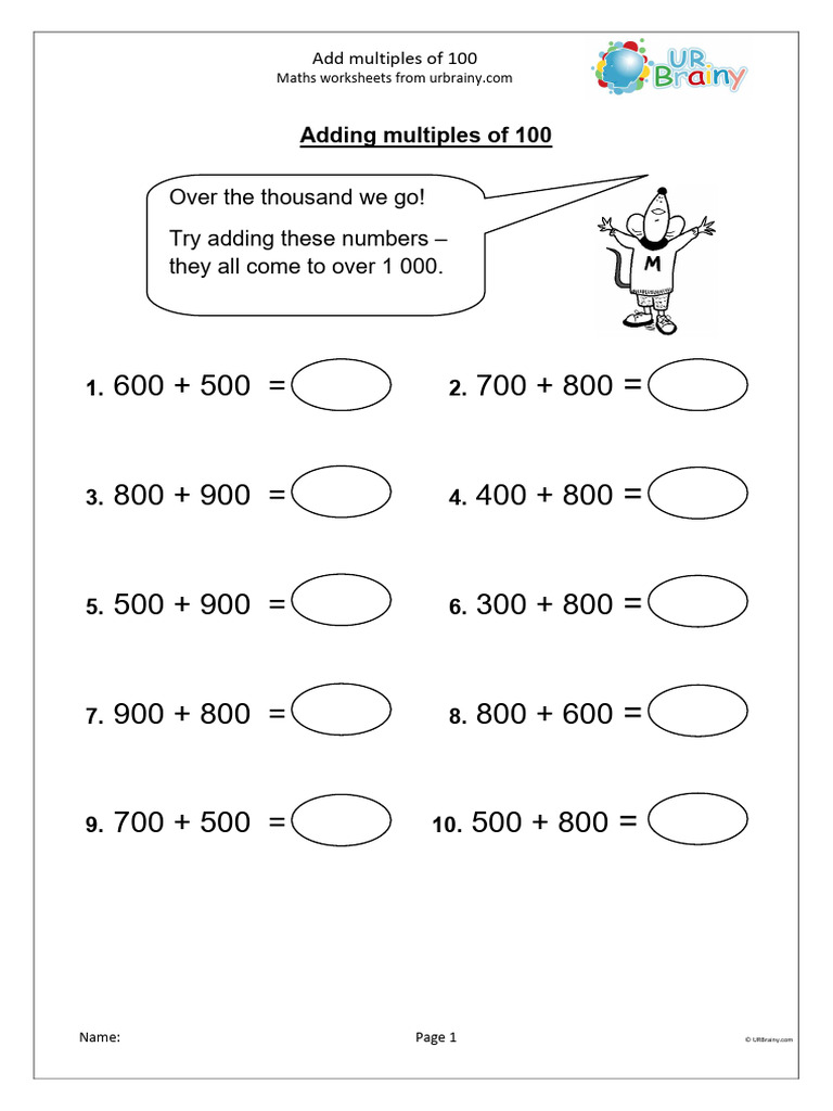 Add Multiples of 100 Questions | PDF