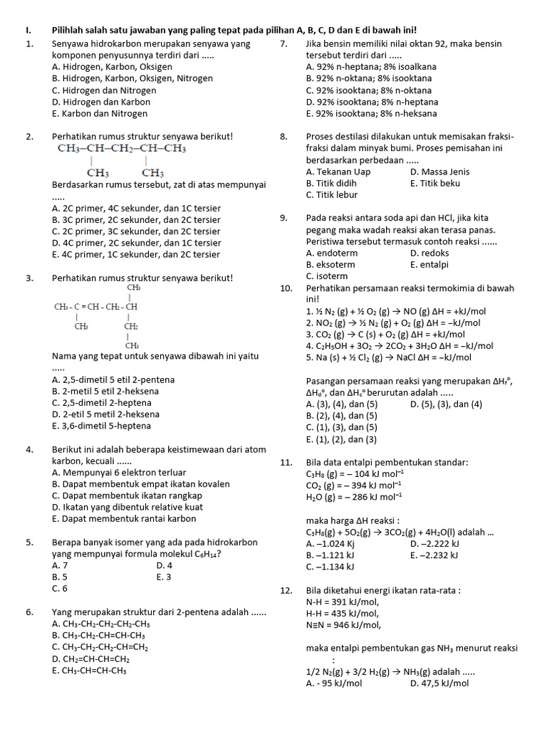 Latihan PAS Kimia Kelas XI Ganjil 2023-2024 | PDF | Sains & Matematika | Teknologi & Rekayasa