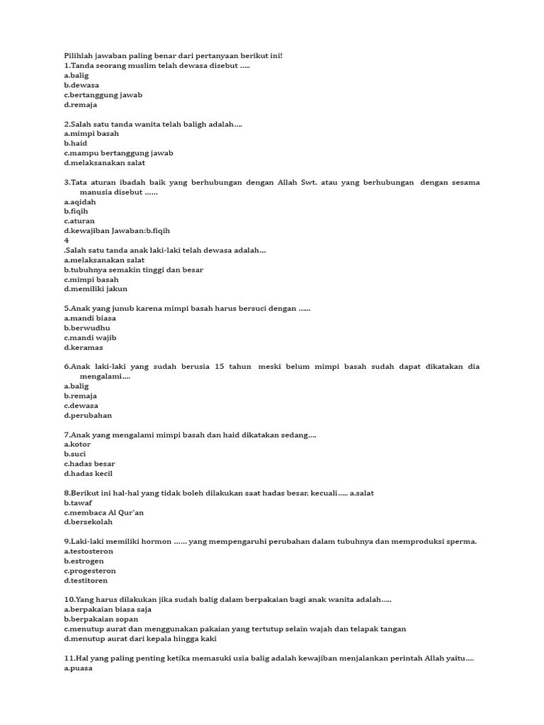 Latihan Soal PAI Kelas 4 | PDF | Agama & Spiritualitas