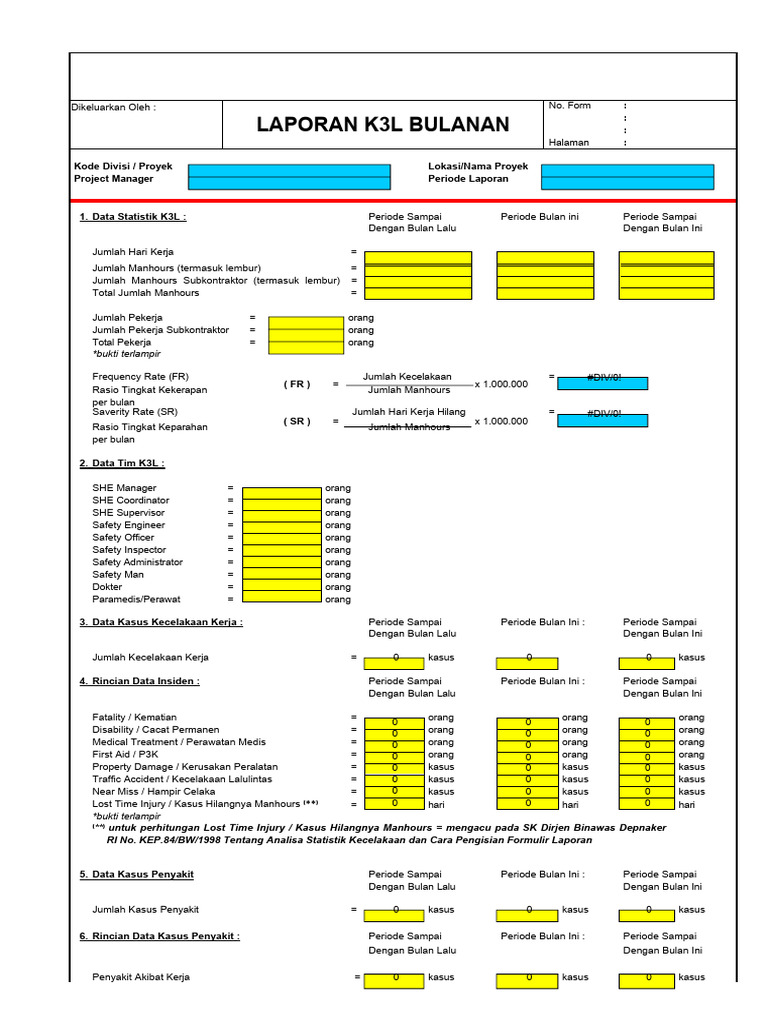 Laporan Bulanan HSE | PDF