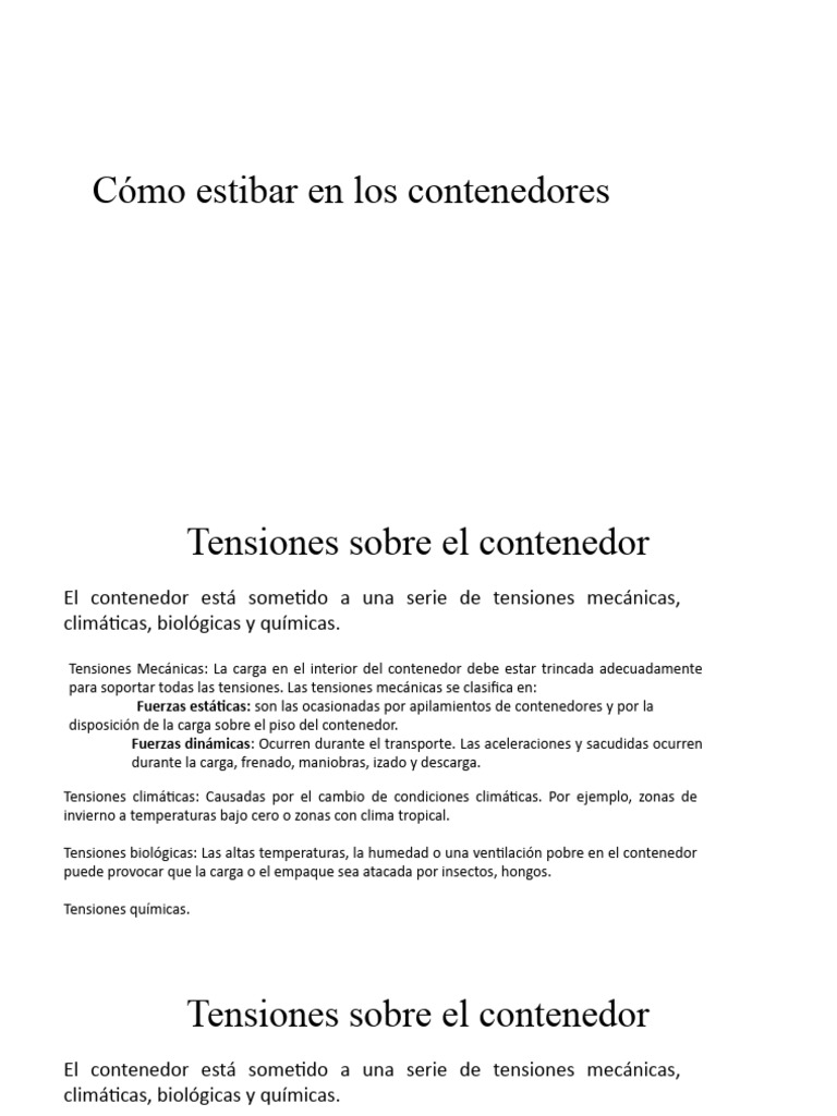 Cómo Estibar Contenedores | PDF | Clima | Envío