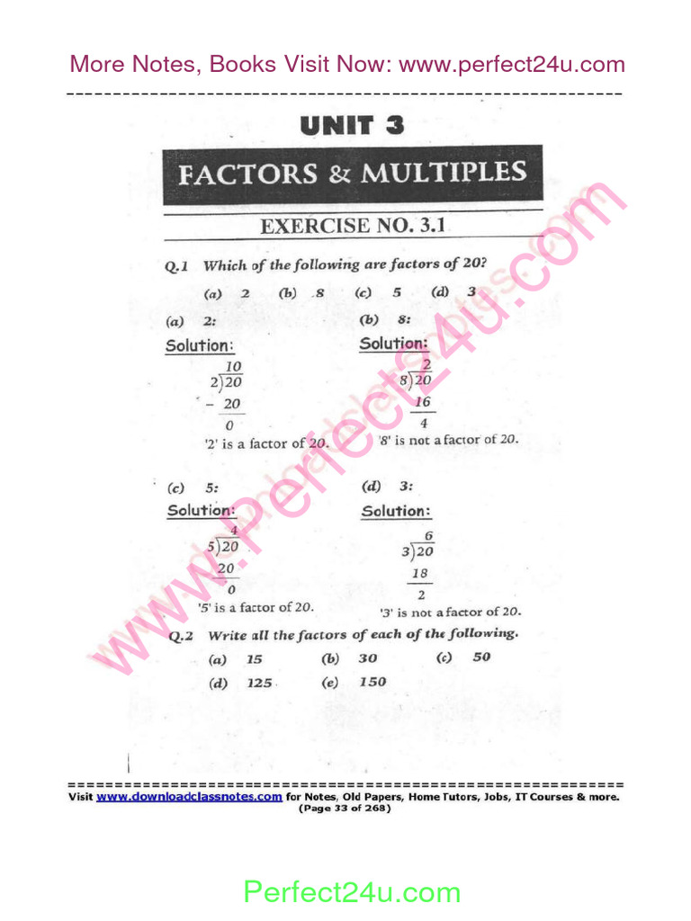 Mathematics Class 5th Notes Sindh Board 3 | PDF