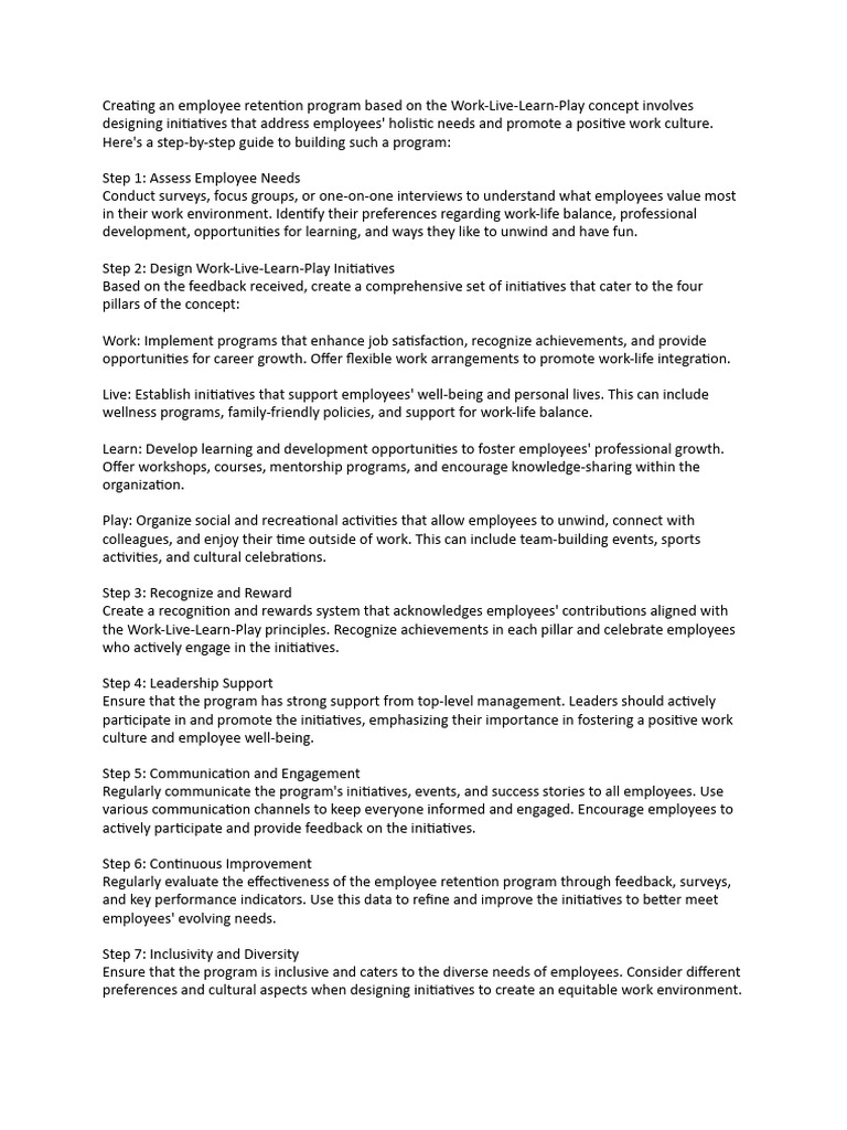 Creating An Employee Retention Program Based On The Work | PDF ...