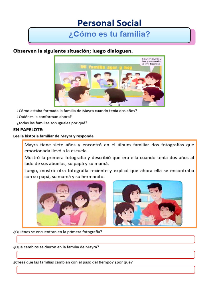 Personal Social - Como Es Tu Familia | PDF