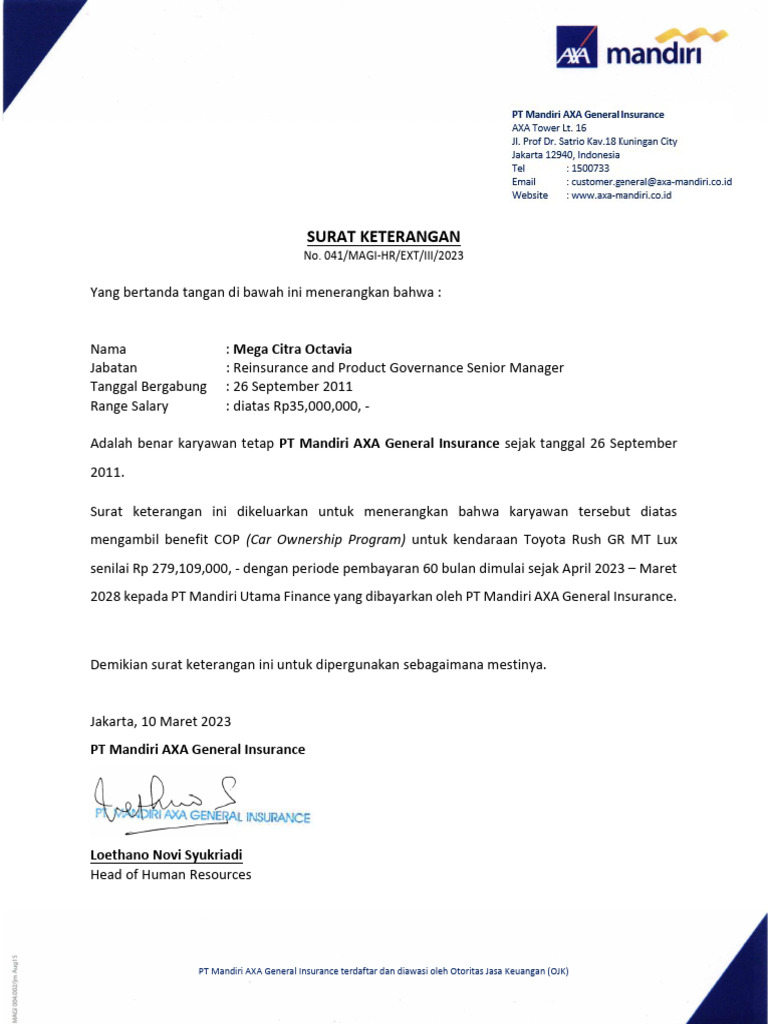 Surat Keterangan Karyawan COP 2023 | PDF | Bisnis | Pengelolaan ...