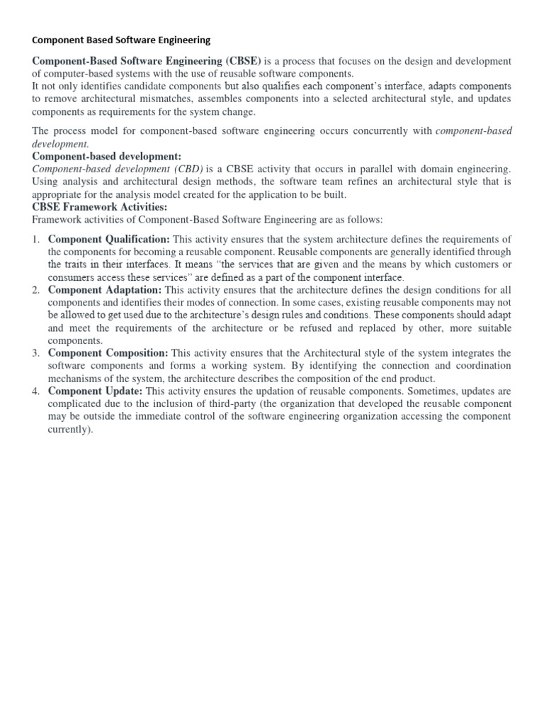 Component Based Software Engineering | PDF