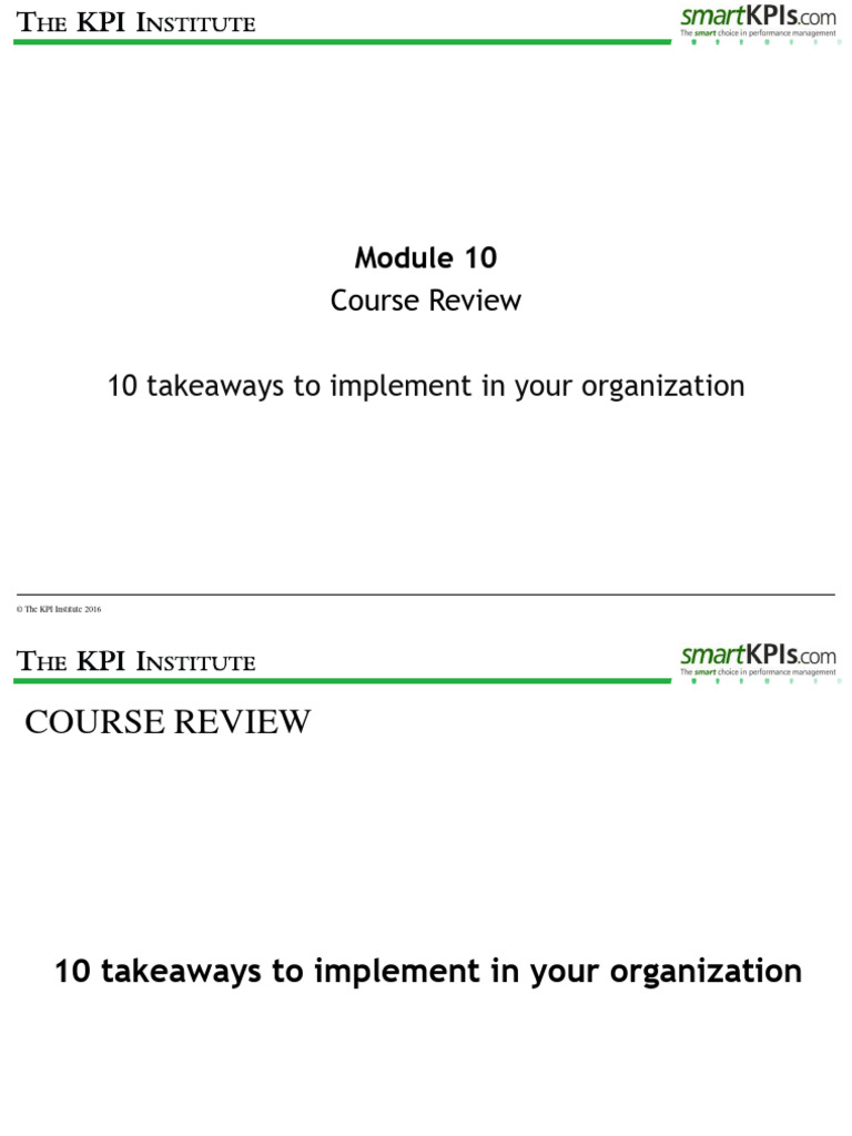 C-KPI Course Review - Slides | PDF | Performance Indicator | Strategic ...