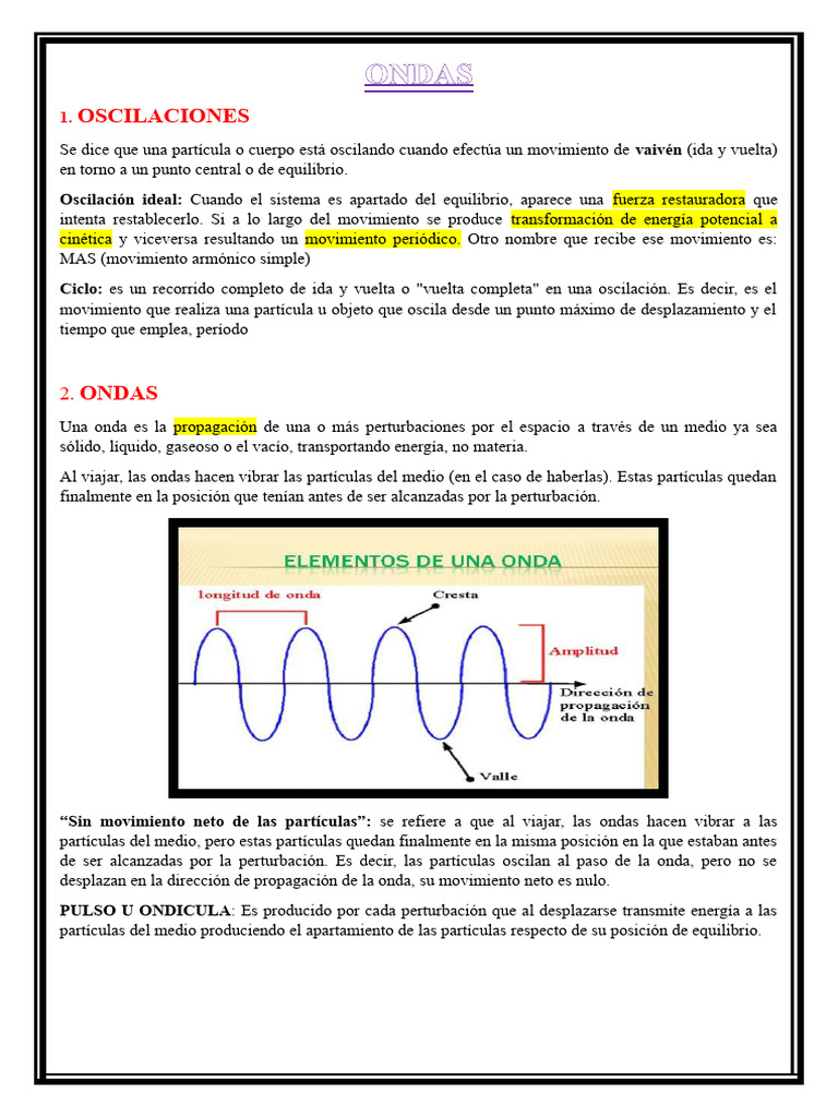 Ondas (Guia de Estudio Basica) | Descargar gratis PDF | Olas | Longitud de onda