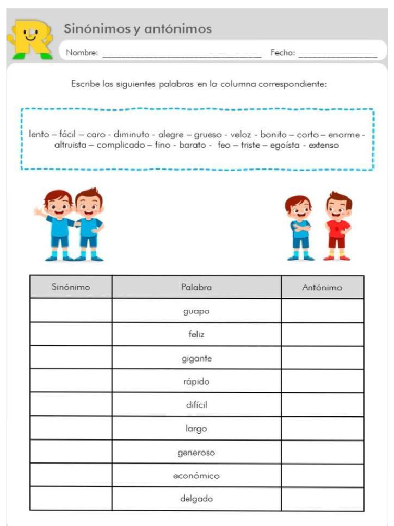 Sinonimos y Antonimos Primer Grado | PDF