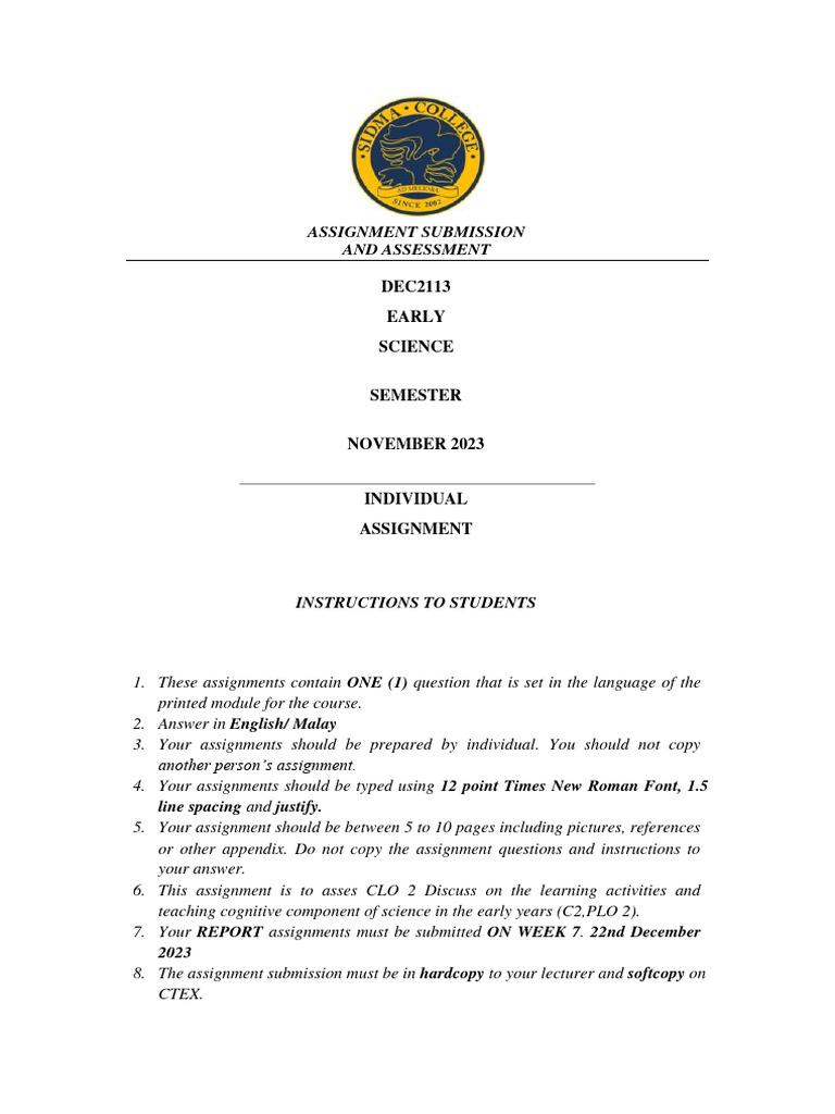 Dec2113 Early Science (Individual Assignment) | PDF | Cognitive ...