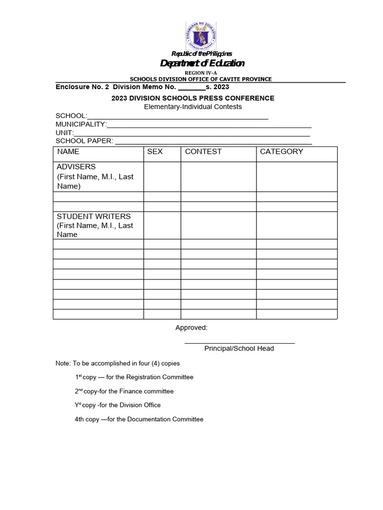Enclosure No. 2 Registration Form | PDF