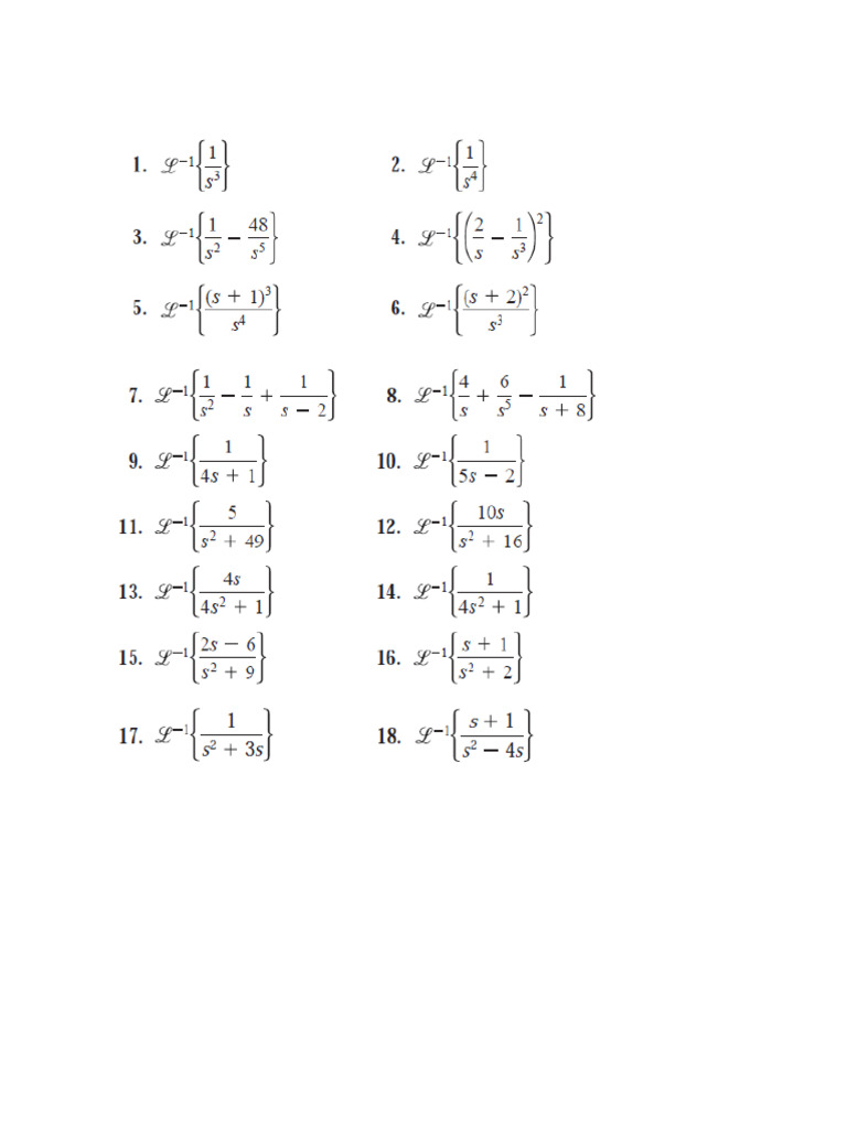 Ejercicios Transformada Inversa - 1 | PDF