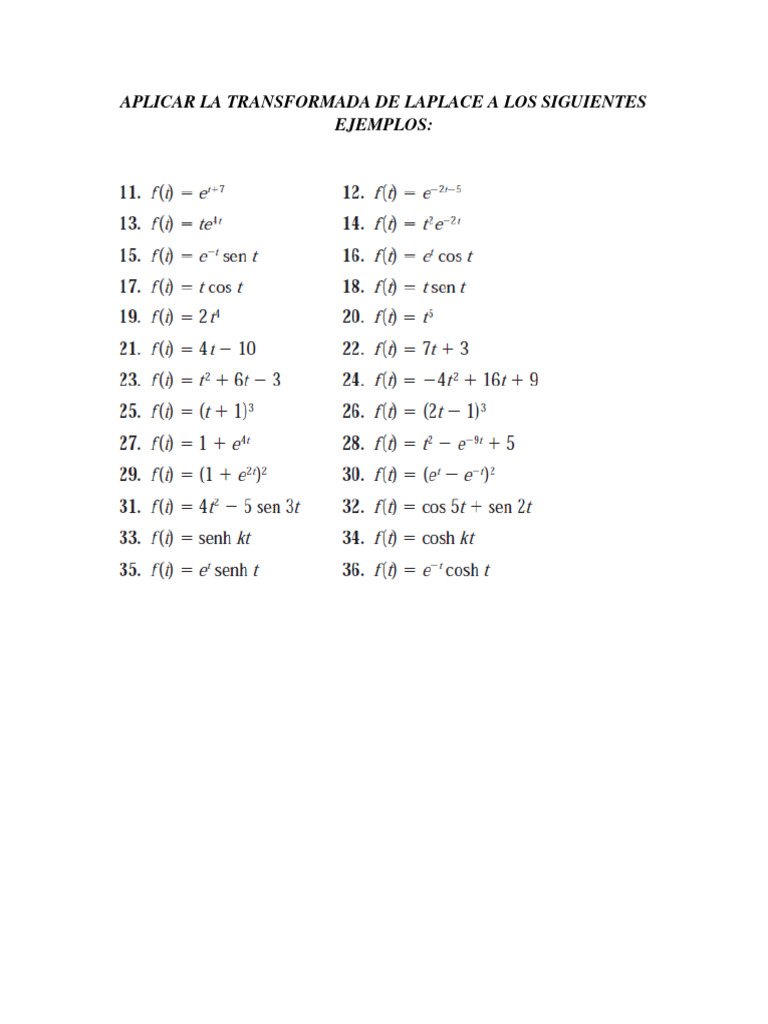 Ejercicios de Transformada de Laplace | PDF