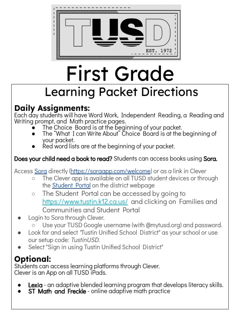 First Grade Packet PDF | PDF | Books