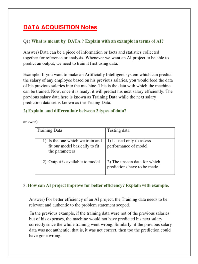 DATA ACQUISITION Notes | PDF | Data | Artificial Intelligence