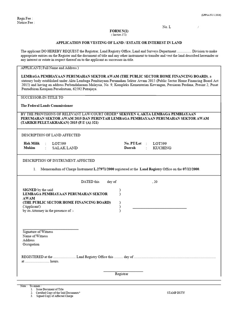 n1 Form | PDF | Civil Law (Common Law) | Property Law