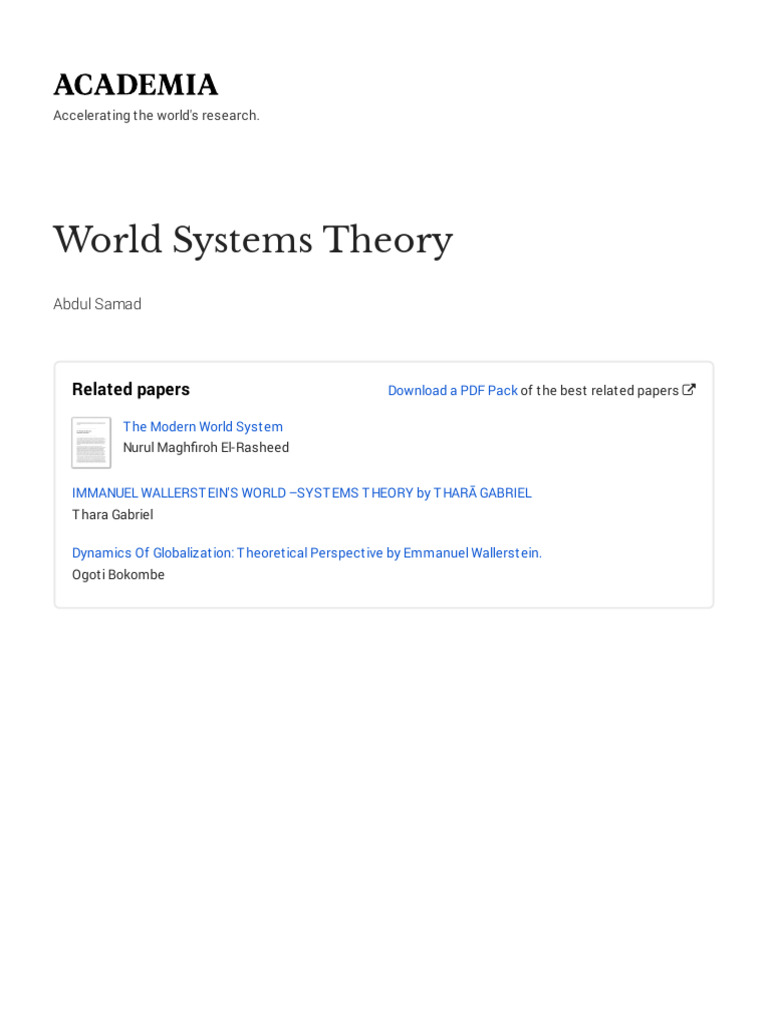 World Systems Theory Overview | PDF | World Systems Theory ...