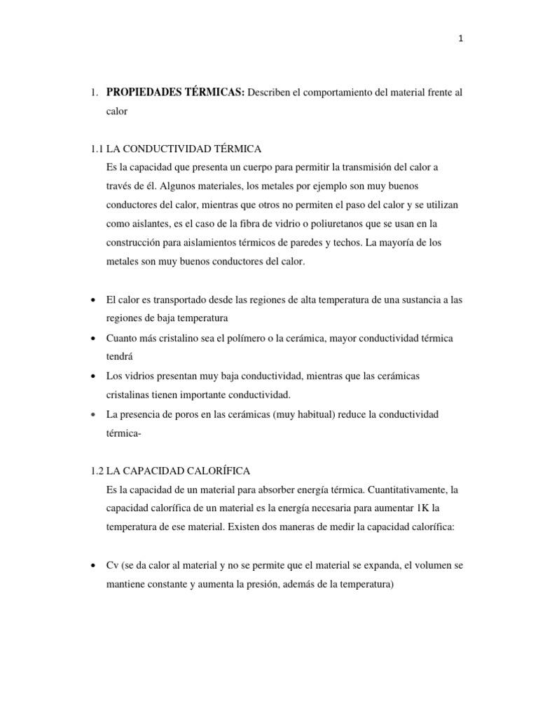 Propiedades Térmicas | PDF | Conductividad térmica | Electricidad