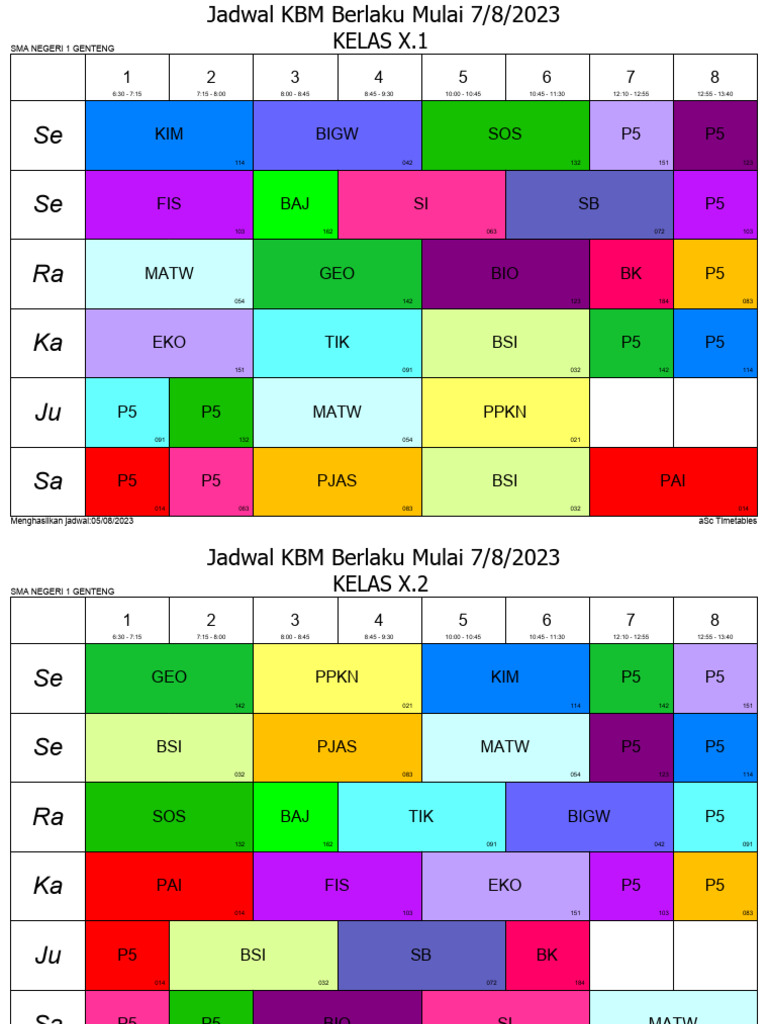 23-8-7-Jadwal KBM KLS X | PDF