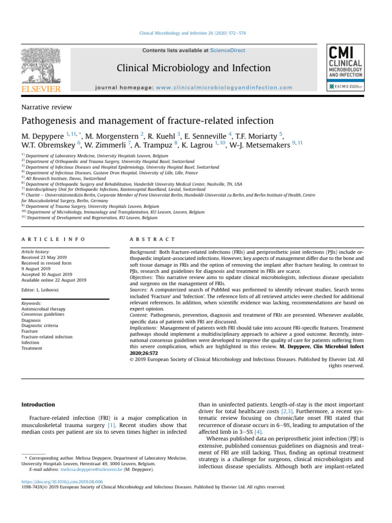 Pathogenesis and Management of Fracture-Related Infection | PDF ...